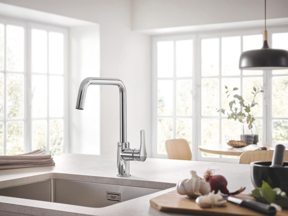 GROHE - Mitigeur monocommande Evier EUROSMART bec haut chromé Réf. 30567000 | Cedeo