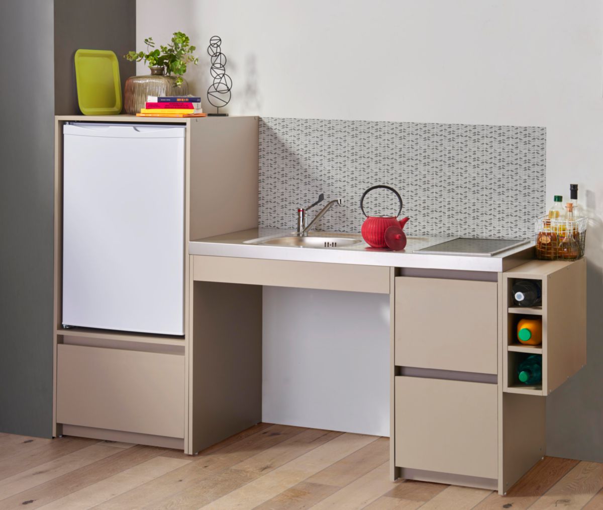 MODERNA - Meuble réfrigérateur URBAN PMR 60 cm 1 tiroir, Argile | Cedeo