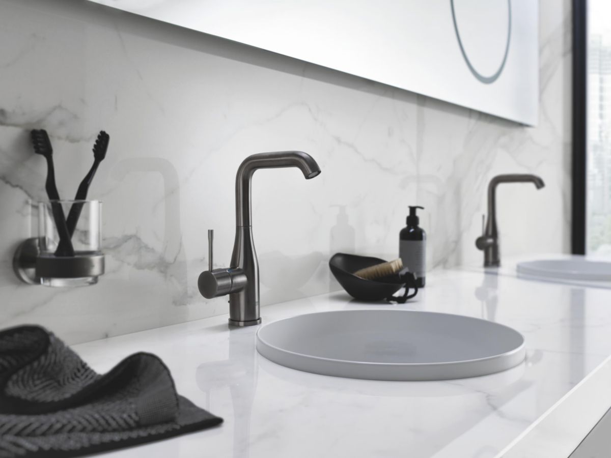 GROHE - Mitigeur monocommande Lavabo Taille L Essence Hard Graphite ...