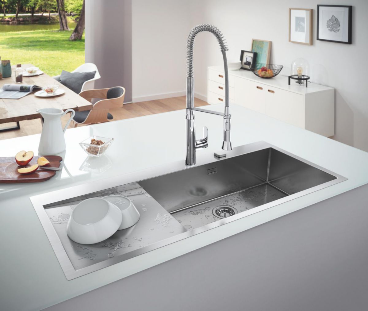 GROHE - Evier en acier inoxydable K1000 Inox GROHE 31582SD1 | Cedeo