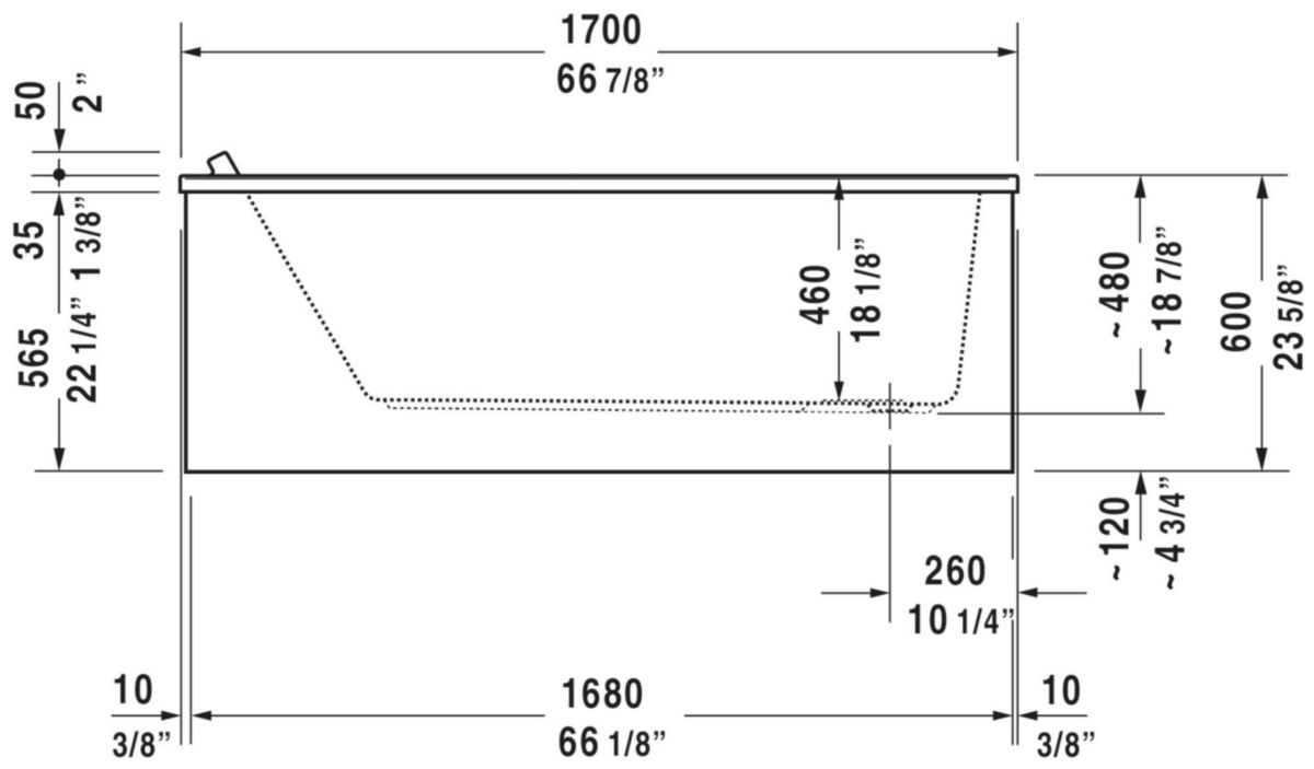 DURAVIT - Baignoire Starck 1700x700mm blanc a encastrer réf ...