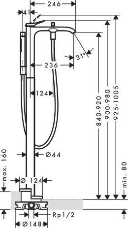 HANSGROHE - Mitigeur bain/douche VIVENIS à encastrer au sol set de ...