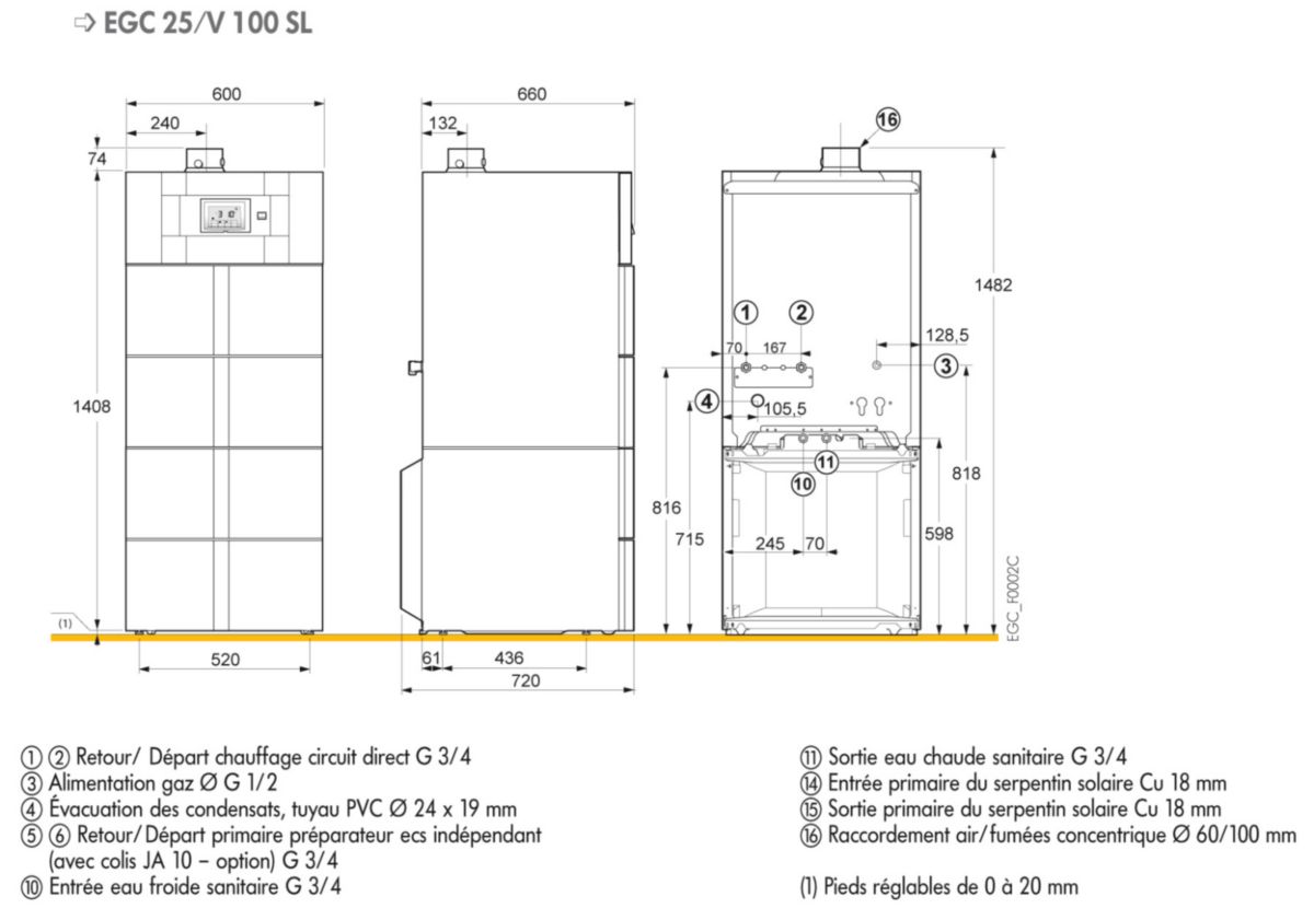 DE DIETRICH - Chaudière sol gaz à condensation TWINEO EGC 25VH/V100SL ...