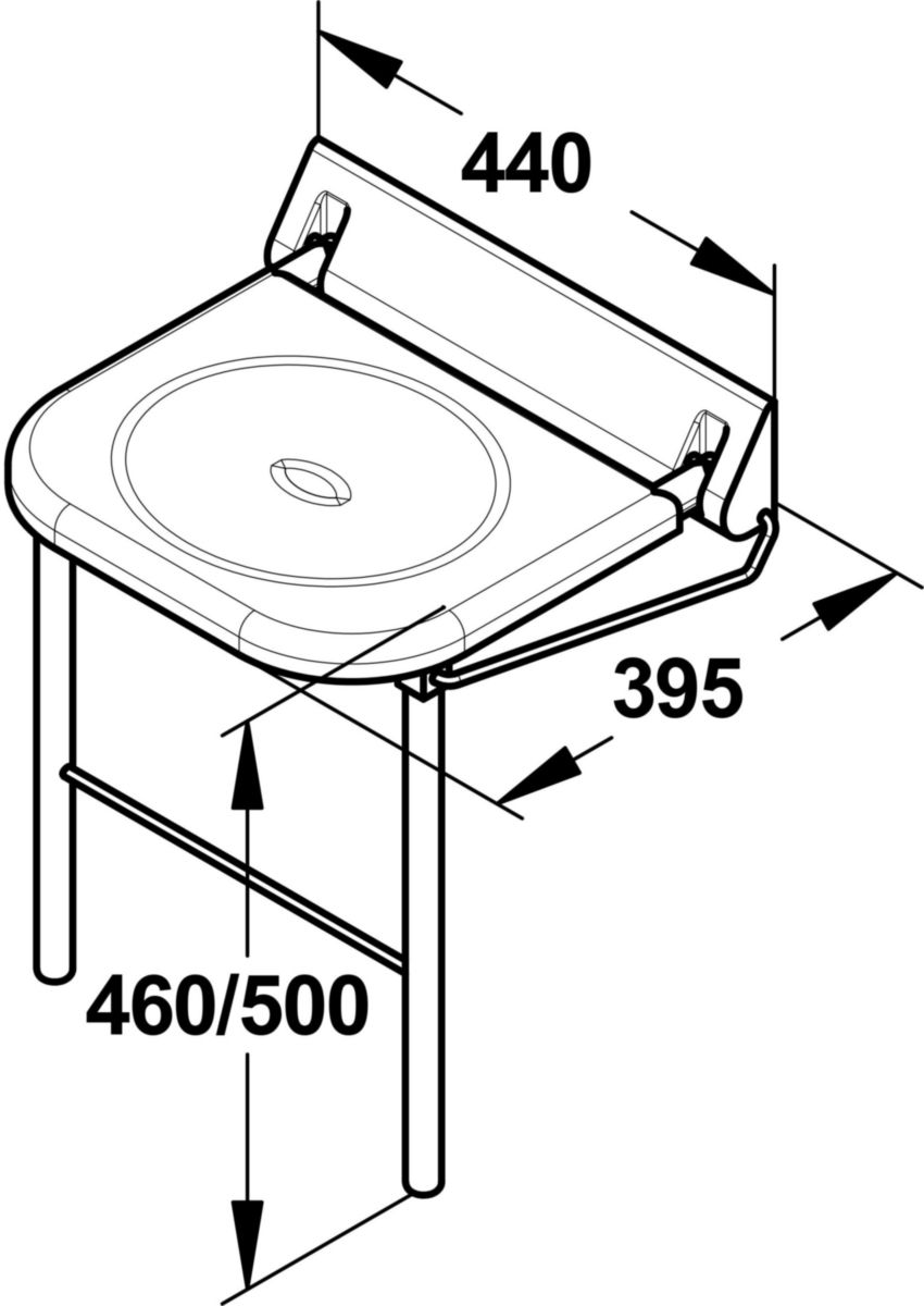 PRESTO - Siège de douche fixe relevable, avec béquille réf. 60584 | Cedeo