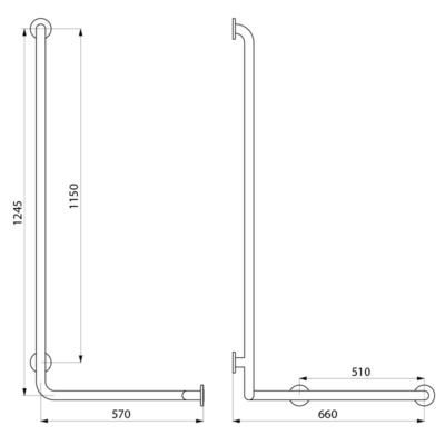DELABIE - Poignée de douche équerre D 32 1243 x 570 x 660 mm nylon ...