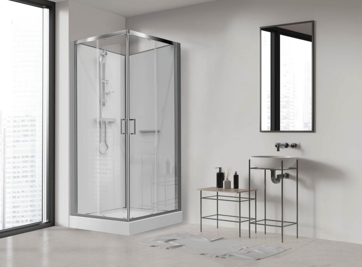 LEDA - CABINE DE DOUCHE KARA2 CARRE 80 PORTES COULISSANTES VERRE ...