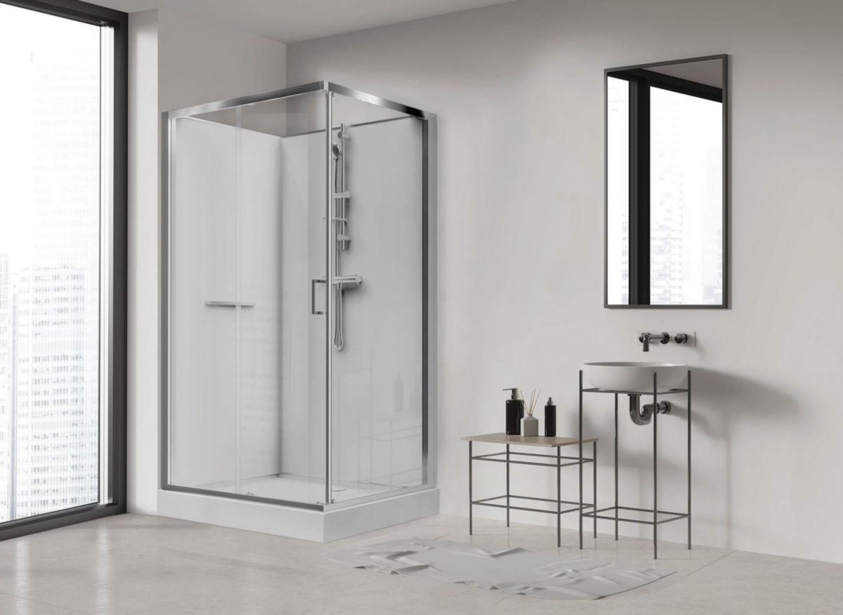 LEDA - CABINE DE DOUCHE KARA2 RECTANGLE 120X90 PORTE PIVOTANTE VERRE ...