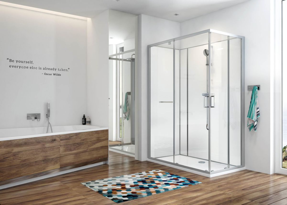 LEDA - CABINE DE DOUCHE KARAMINERAL2 160X80 PORTE COULISSANTE VERRE ...
