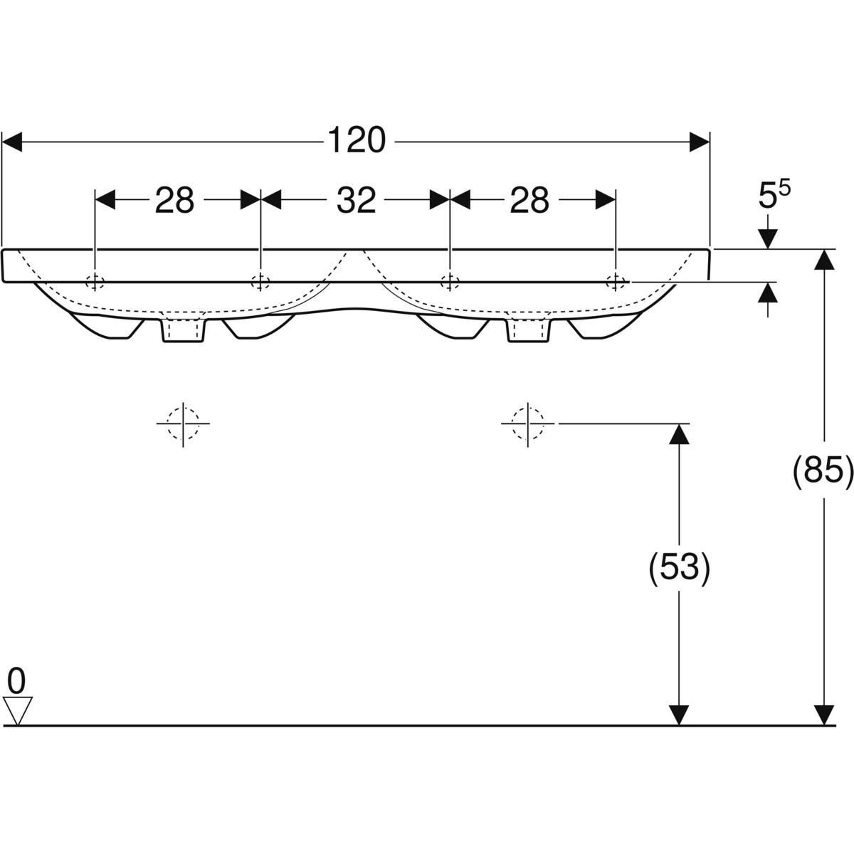 GEBERIT - Lavabo double light Geberit iCon 120 cm 2 cuves avec trop ...