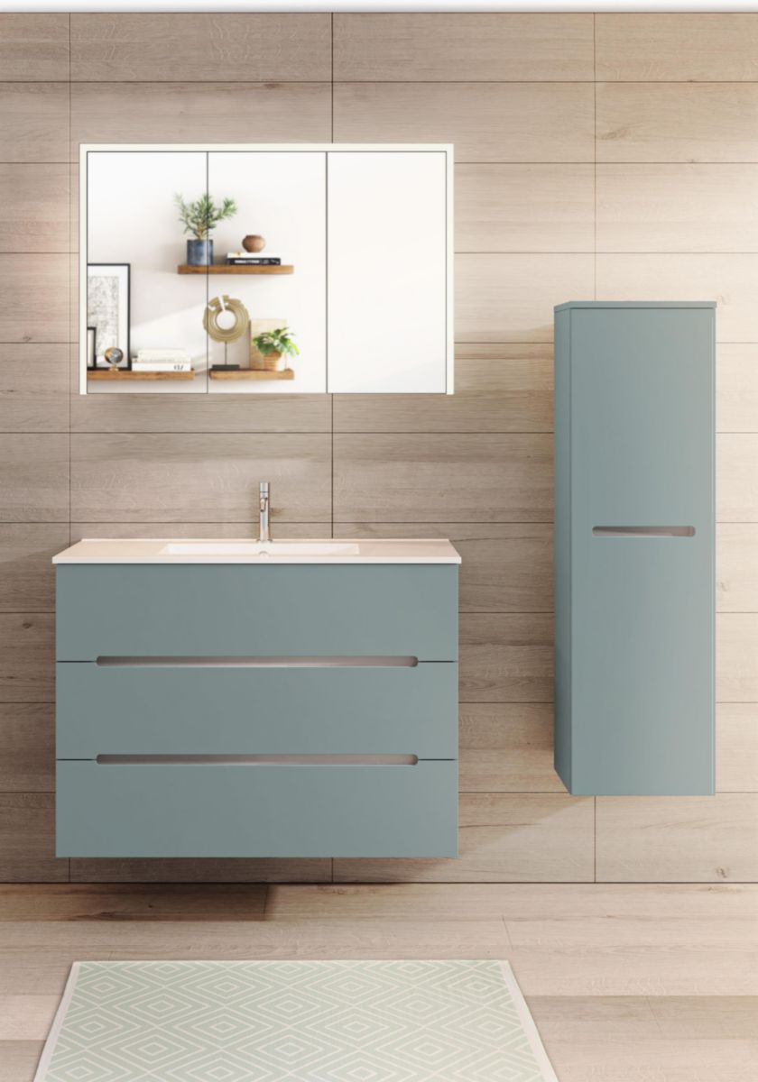 DECOTEC - Meuble bas Bento L100 Baltique mat - 3 tiroirs prise de main ...