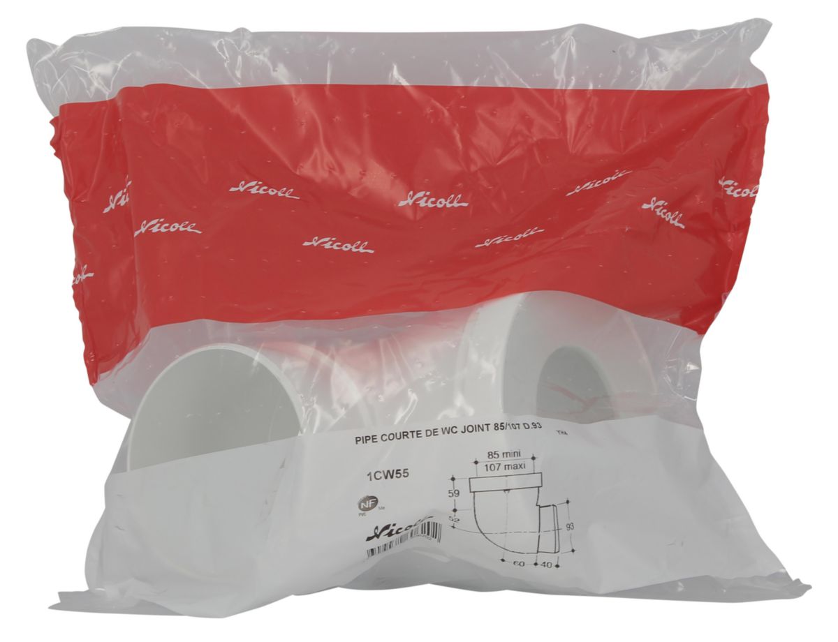 NICOLL - Pipe WC courte diamètre 93 mm PVC Blanc réf. 1CW55 | Cedeo