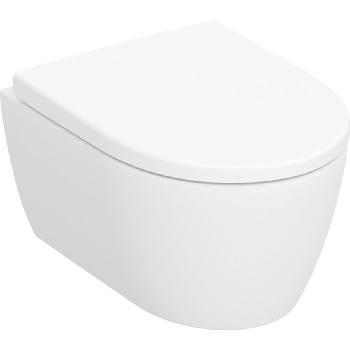 GEBERIT - Pack WC suspendu iCon compact 49cm caréné sans bride avec abattant frein de chute et ...