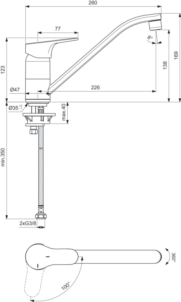 PORCHER - Mitigeur évier Olyos monotrou bec bas C3 Réf. D2511AA | Cedeo