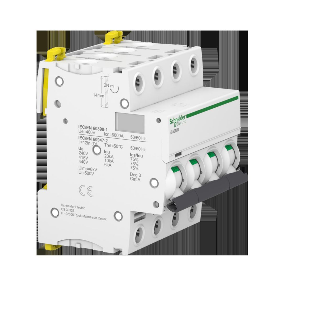 SCHNEIDER ELECTRIC - ACTI9 disjoncteur ic60N 4P 16A COURBE D SC Réf A9F75416 | Cedeo