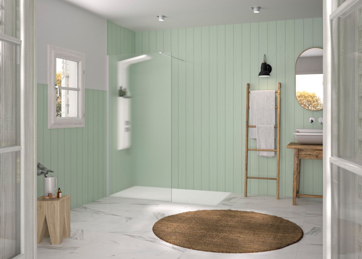 KINEDO DOUCHE - Paroi walk-in en verre de sécurité 6mm flûte avec ...