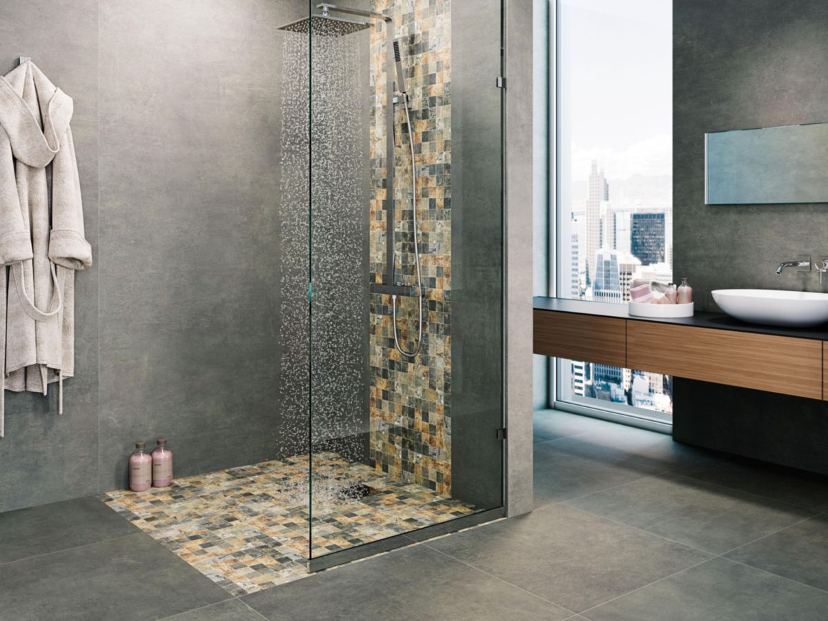 BARWOLF - Grès Cérame émaillé Bärwolf Rustic Stone northern lava chip ...