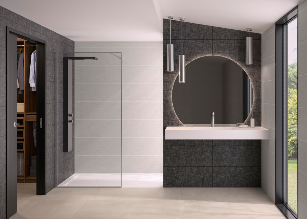 KINEDO DOUCHE - Paroi walk-in avec cadre fin verre de sécurité 6 mm ...