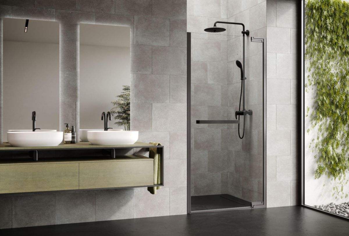 NOVELLINI - Porte pivotante en niche N180 1B 100 extensibilité 98,5-100 ...