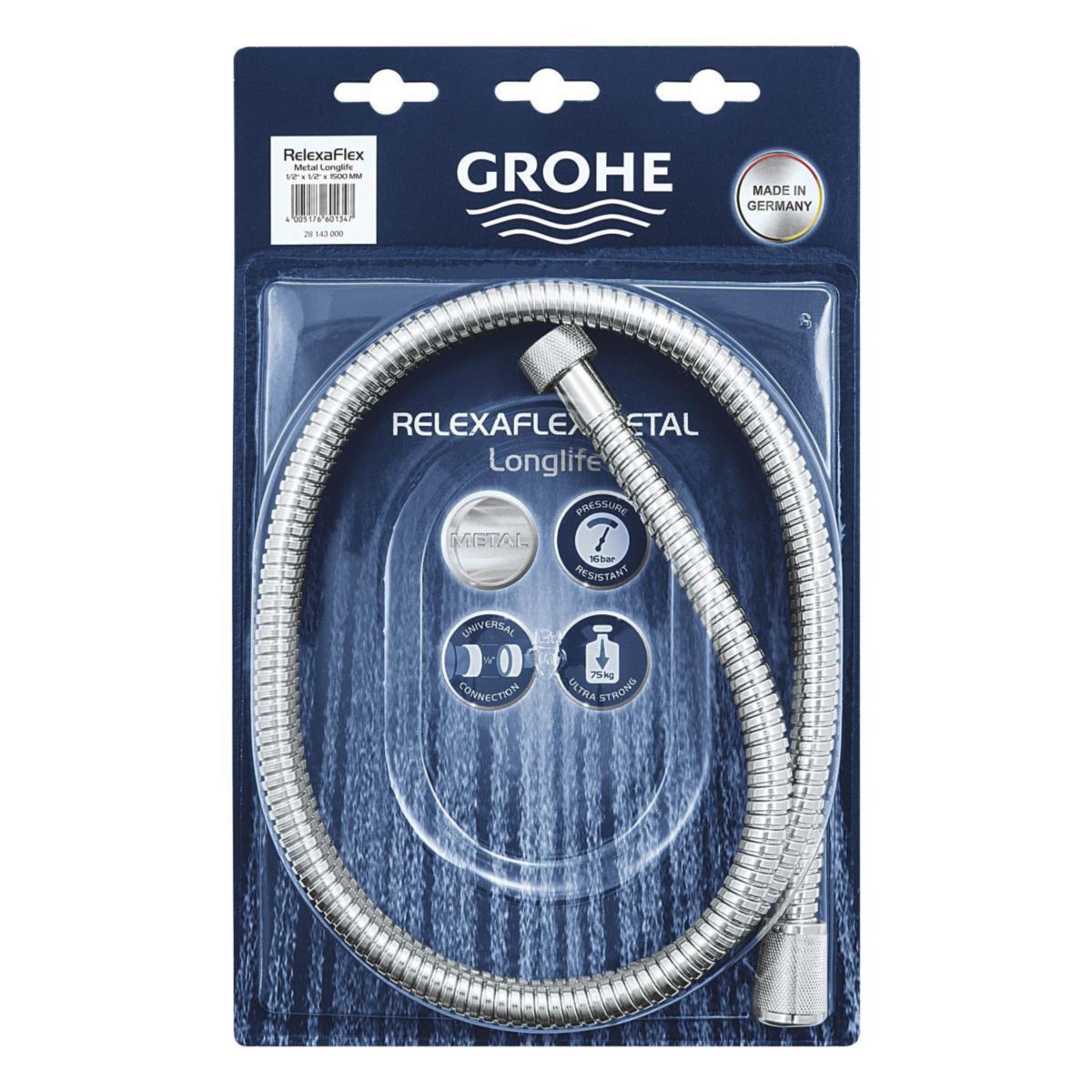 GROHE - Flexible en métal 1500mm Relexaflex Metal Longlife Chromé ...