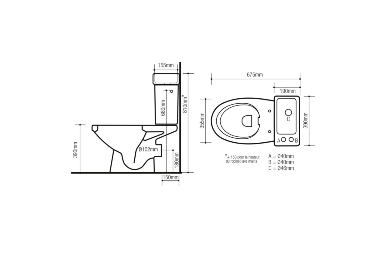 ALTERNA - Pack WC au sol Alterna Doppio avec lave-mains intégré, sans ...