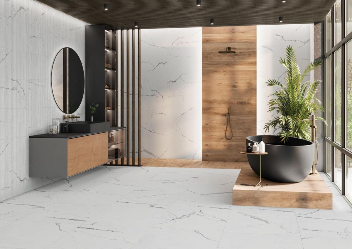 KERABEN - Faïence Keraben Idyllic statuario concept white vecchio 40 x 120 cm R0001843 | Cedeo