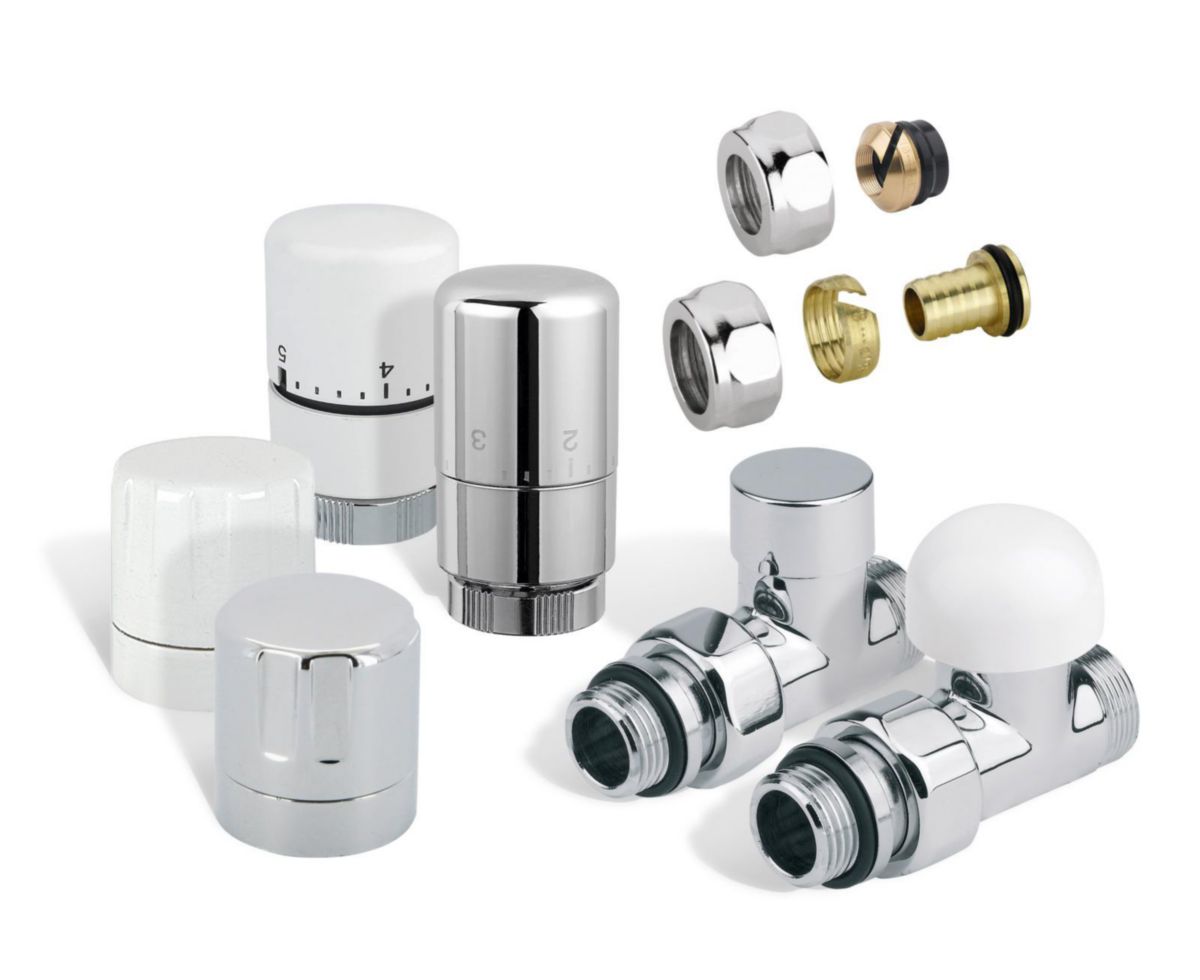 THERMOR - kit raccordement classique droit chrome : 1 robinet droit 1/2 ...