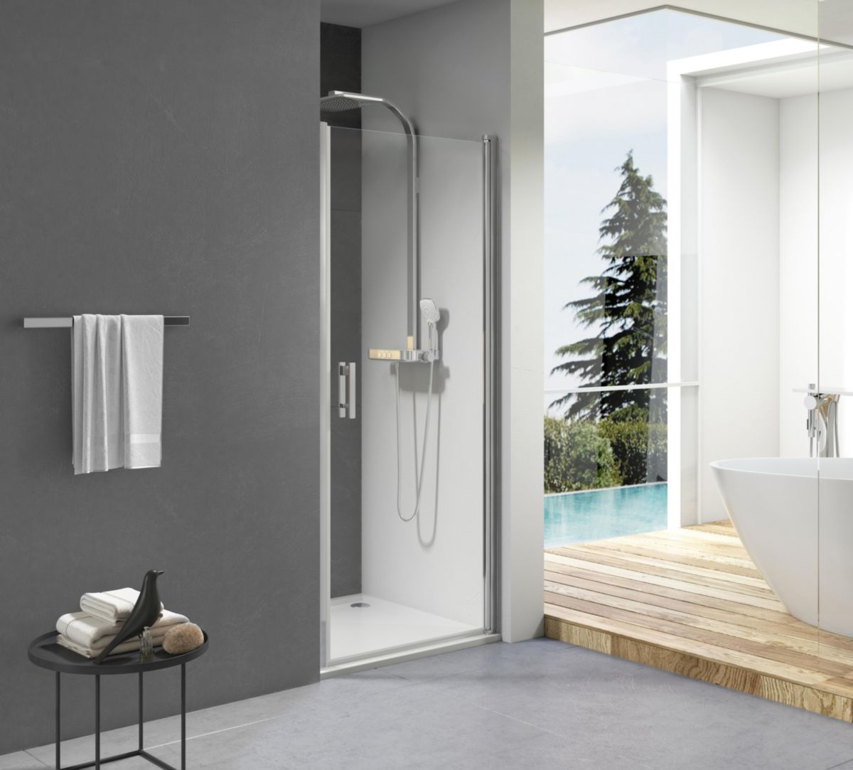 ALTERNA - Paroi de douche Alterna Concerto porte pivotante ouverture ...
