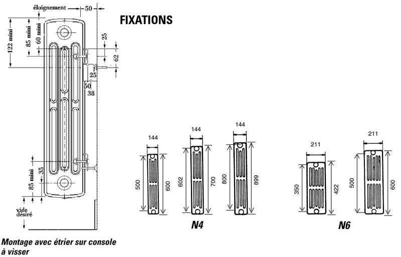 CHAPPEE - Radiateur en fonte horizontal DUNE modèle D 4 puissance 128 ...