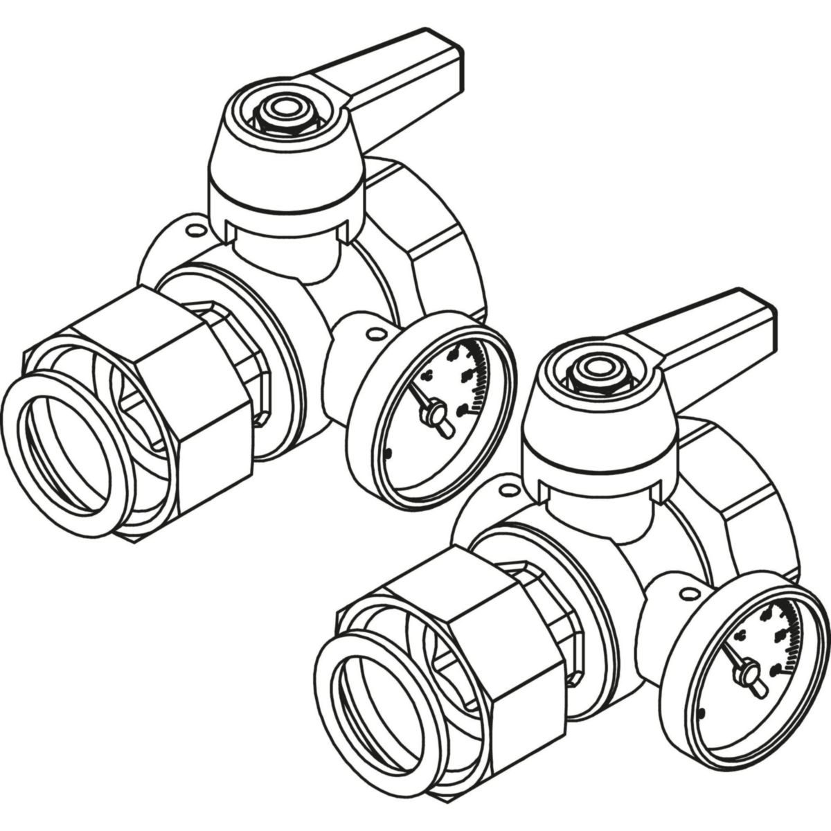 REHAU - Set de 2 vannes Rehau avec thermomètres Réf 13270161001 | Cedeo