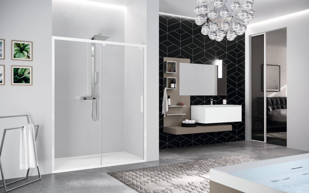 NOVELLINI - Paroi de douche KUADRA 2.0 porte coulissante en aluminium ...