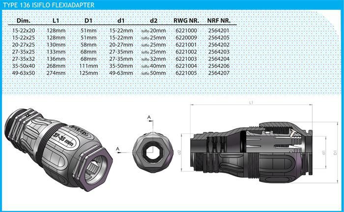 ISIFLO - Raccord flexi adaptateur mâle type 136 15-22-25 Réf 6220009 | Cedeo