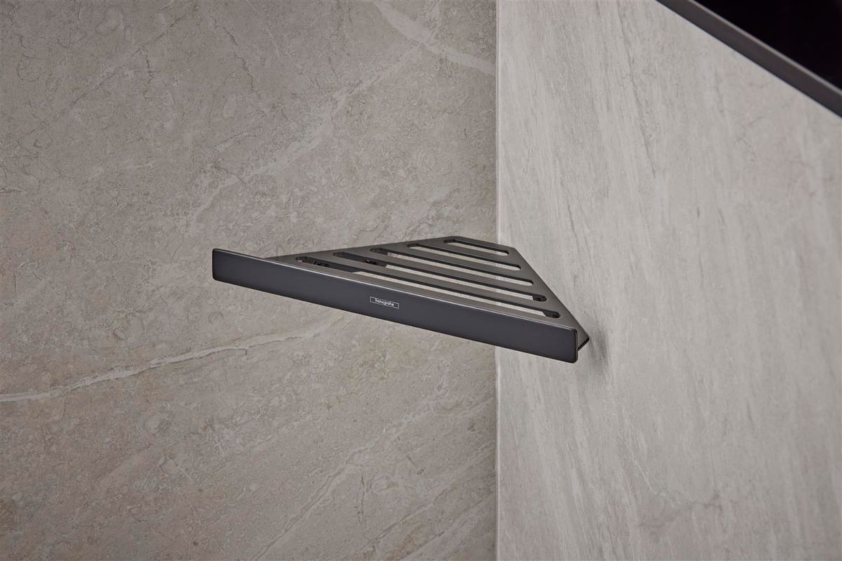 HANSGROHE - Tablette d'angle AddStoris noir mat Réf. 41741670 | Cedeo