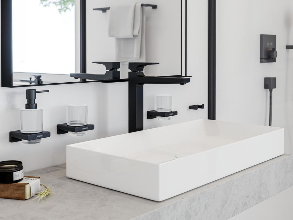 HANSGROHE - Crochet double AddStoris noir mat Réf. 41755670 | Cedeo