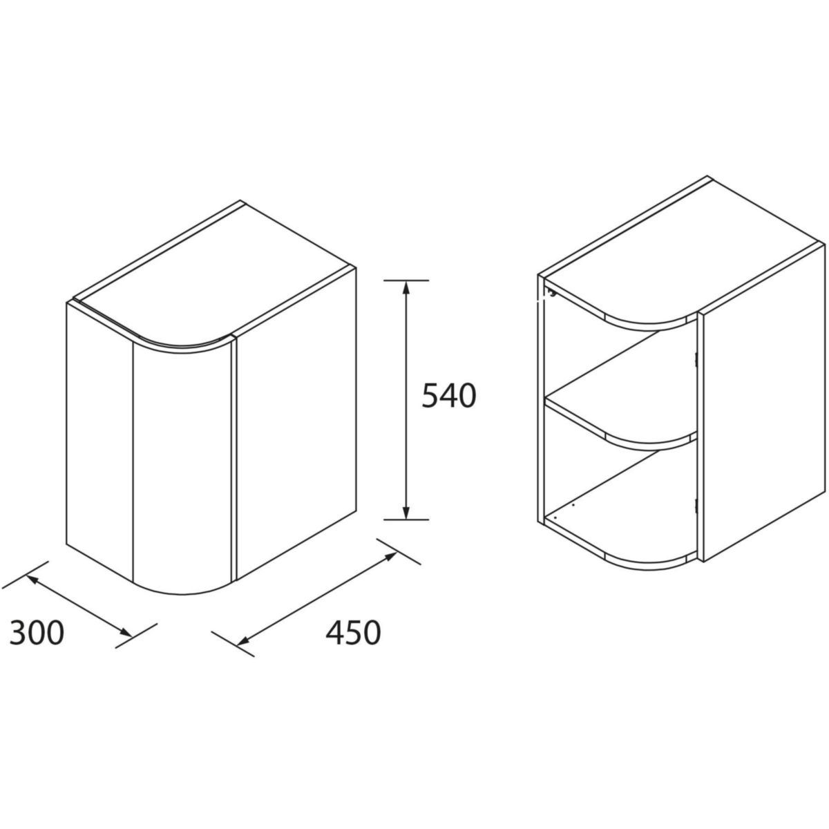 SALGAR - Coquette alliance 1 porte curve largeur 30 cm finition blanc ...
