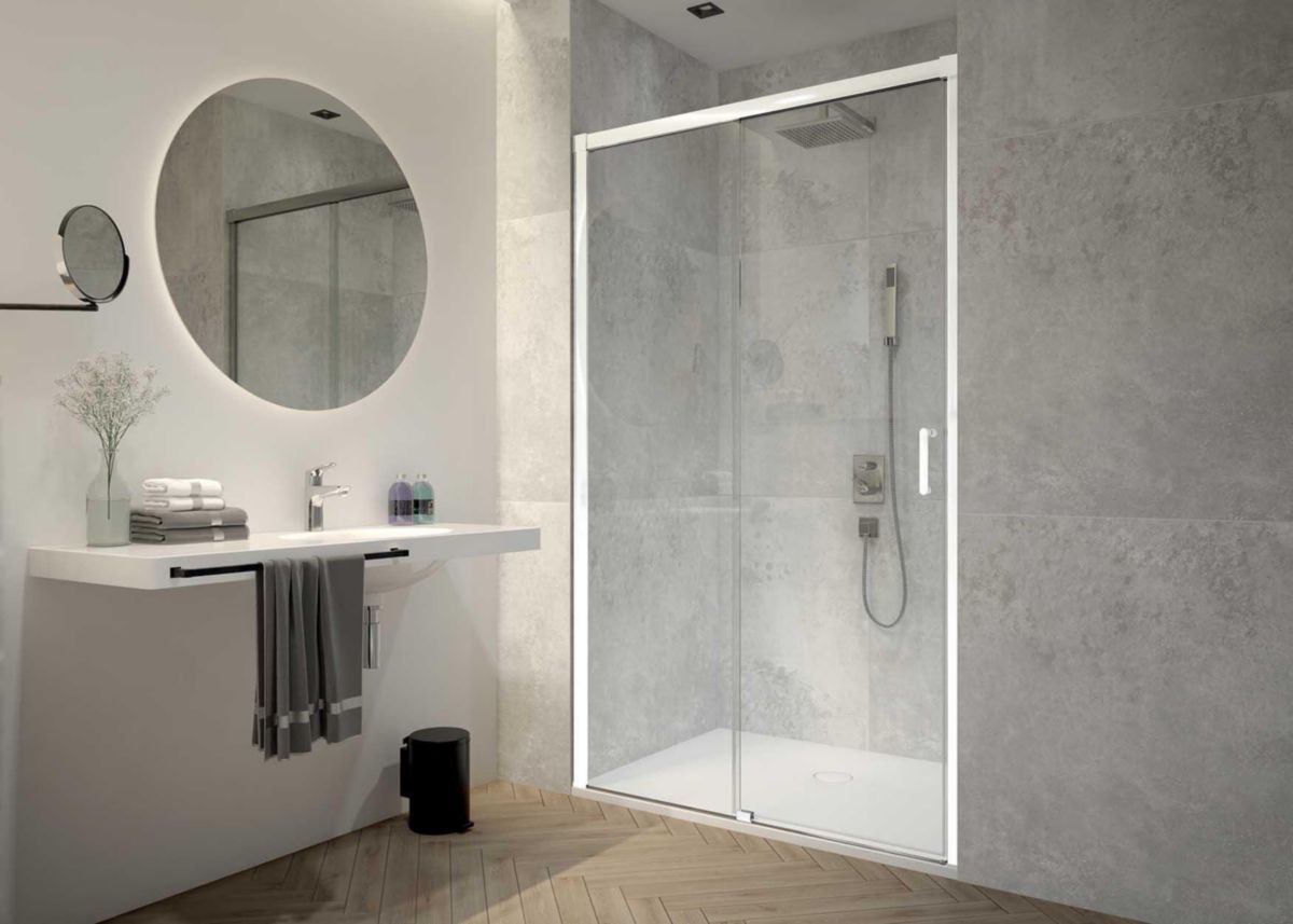 LEDA - PAROI DE DOUCHE ARTY FACE COULISSANT 2 VANTAUX 150 CM SANS SEUIL ...