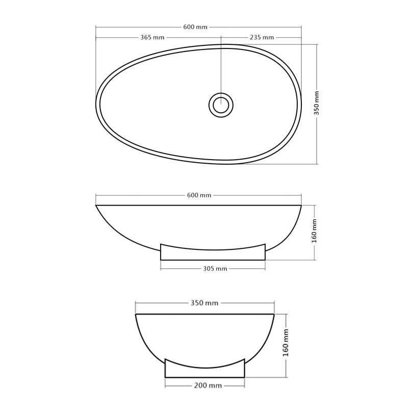 NOVEAQUA - Vasque ovale SONIA 60 cm finition mat sans trop plein Réf ...