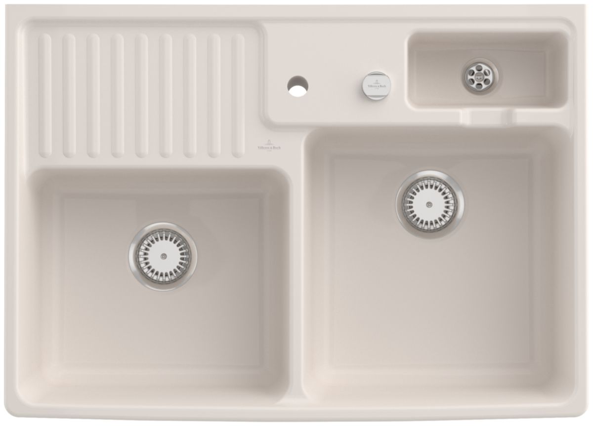 VILLEROY ET BOCH - Evier TRADITION 2 CUVES crème ceramicplus réf ...