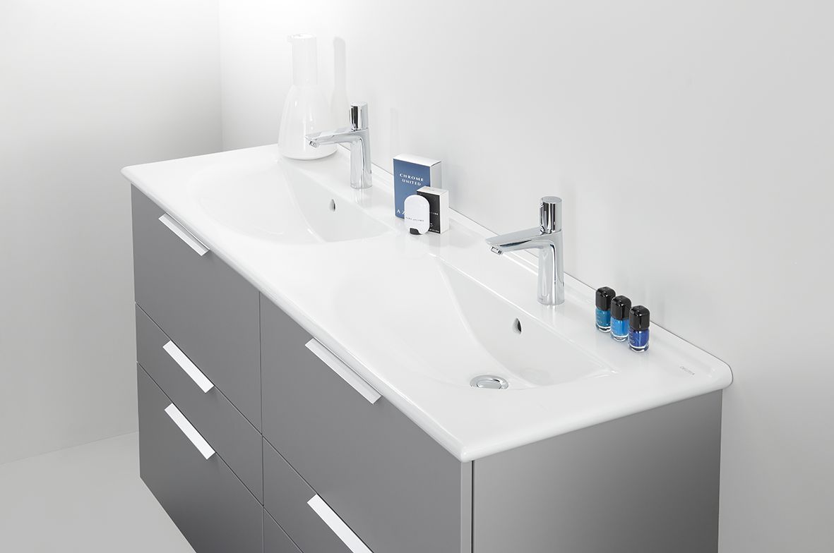 DELPHA - Plan vasque Ceramique N profondeur 48 cm cm longueur 144 cm ...