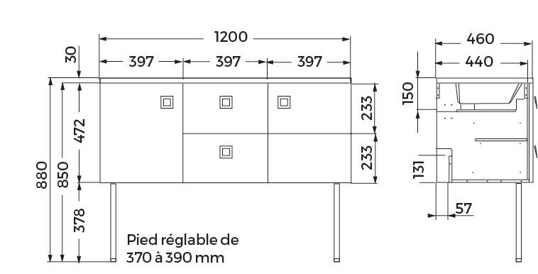 ALTERNA - Meuble sous-vasque Alterna Séducta 120 cm, 2 portes, 2 ...