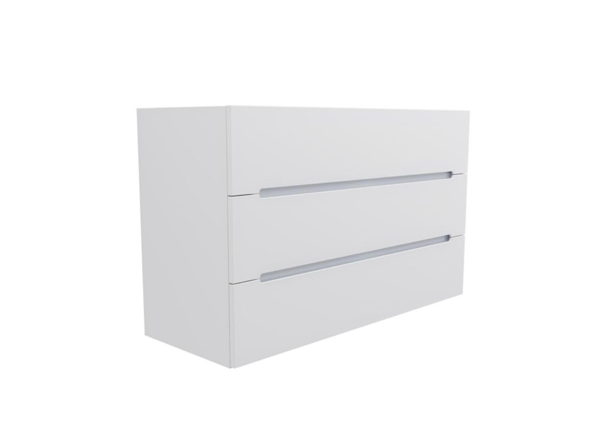 DECOTEC - Meuble Bento L100 3 tiroirs - Blanc mat - Poignées prise de ...