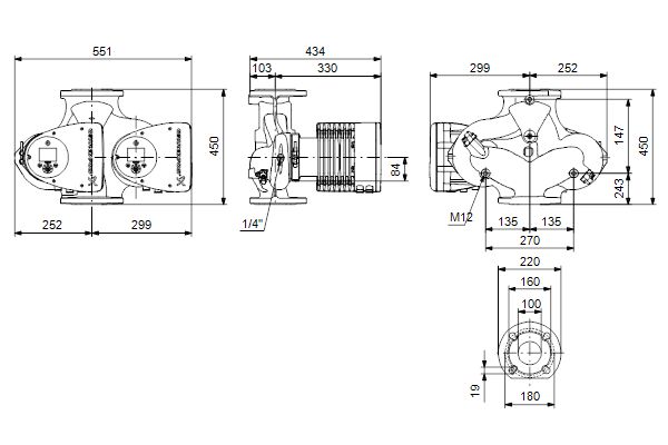 GRUNDFOS - Circulateur Magna3 double 50 - 180F entraxe 280 mm PN6 / 10 réf. 97924481 | Cedeo