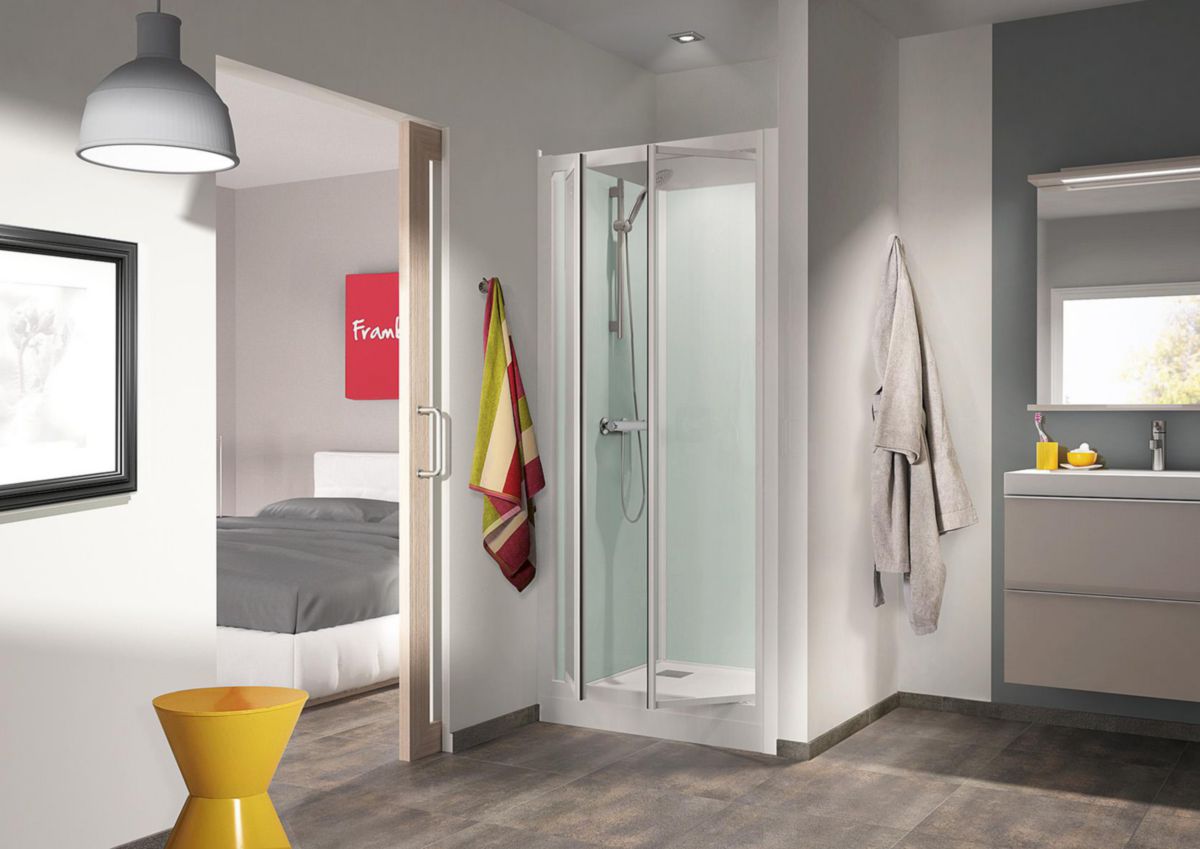 KINEDO DOUCHE - Cabine KINEPRIME GLASS 90 niche 2 portes haut ...