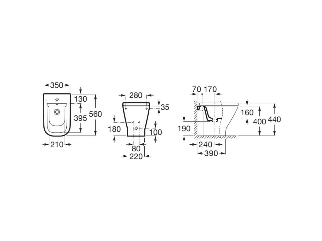 ROCA - Bidet sur pied THE GAP blanc réf. A357474000 | Cedeo