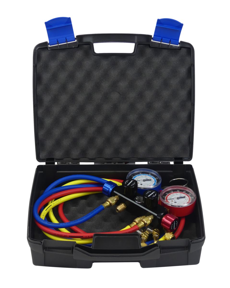LINSTRUMENT - Kit Manifold 4 voies pour R32/R410A avec jeu de 3 flexibles et mallette robuste ...