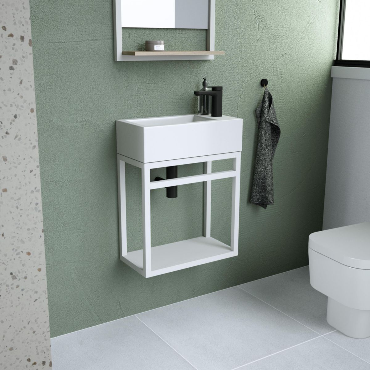 ALTERNA - Console lave main Alterna Mezzo 49,5 x 50 x 25 cm blanc | Cedeo