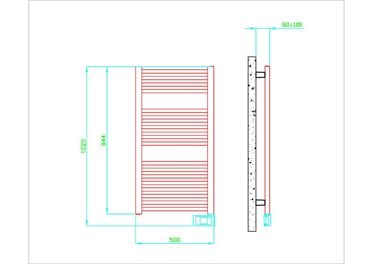 ALTERNA - Sèche-serviettes électrique Alterna Primeo 300w 944/400 mm ...