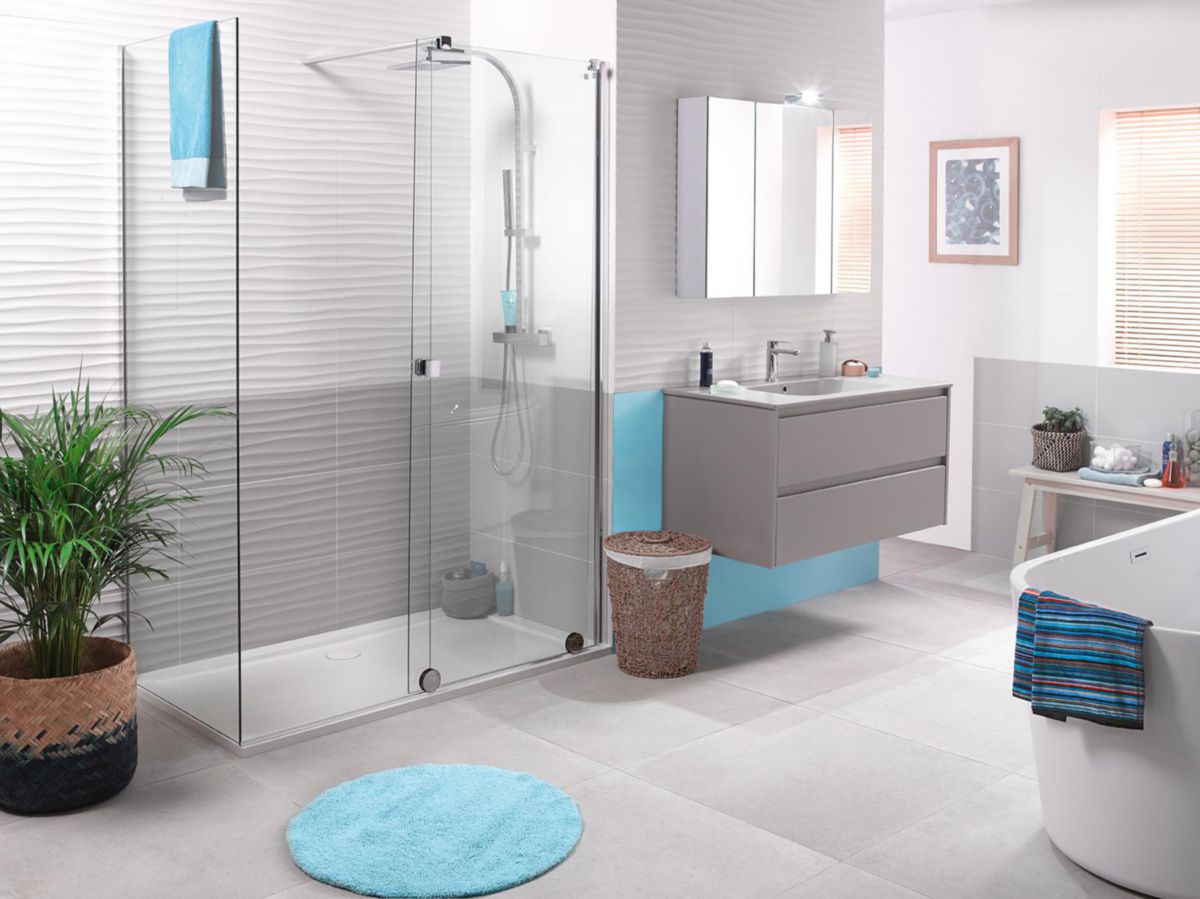 ALTERNA - Paroi Alterna Pure day Walk in chrome 140cm verre transparent réversible | Cedeo