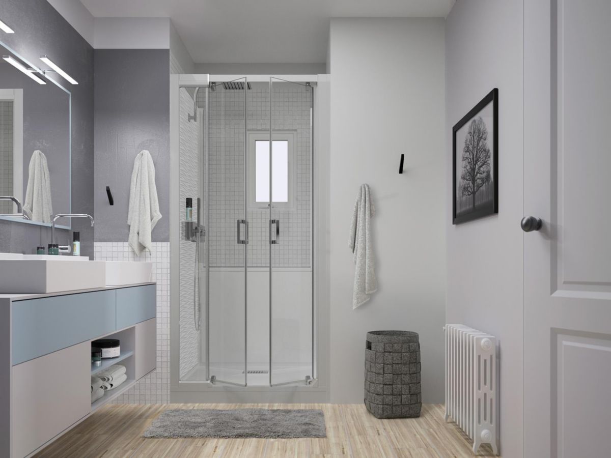 KINEDO DOUCHE - Kinemagic Design 120X70 niche, version mixte, 2 portes ...