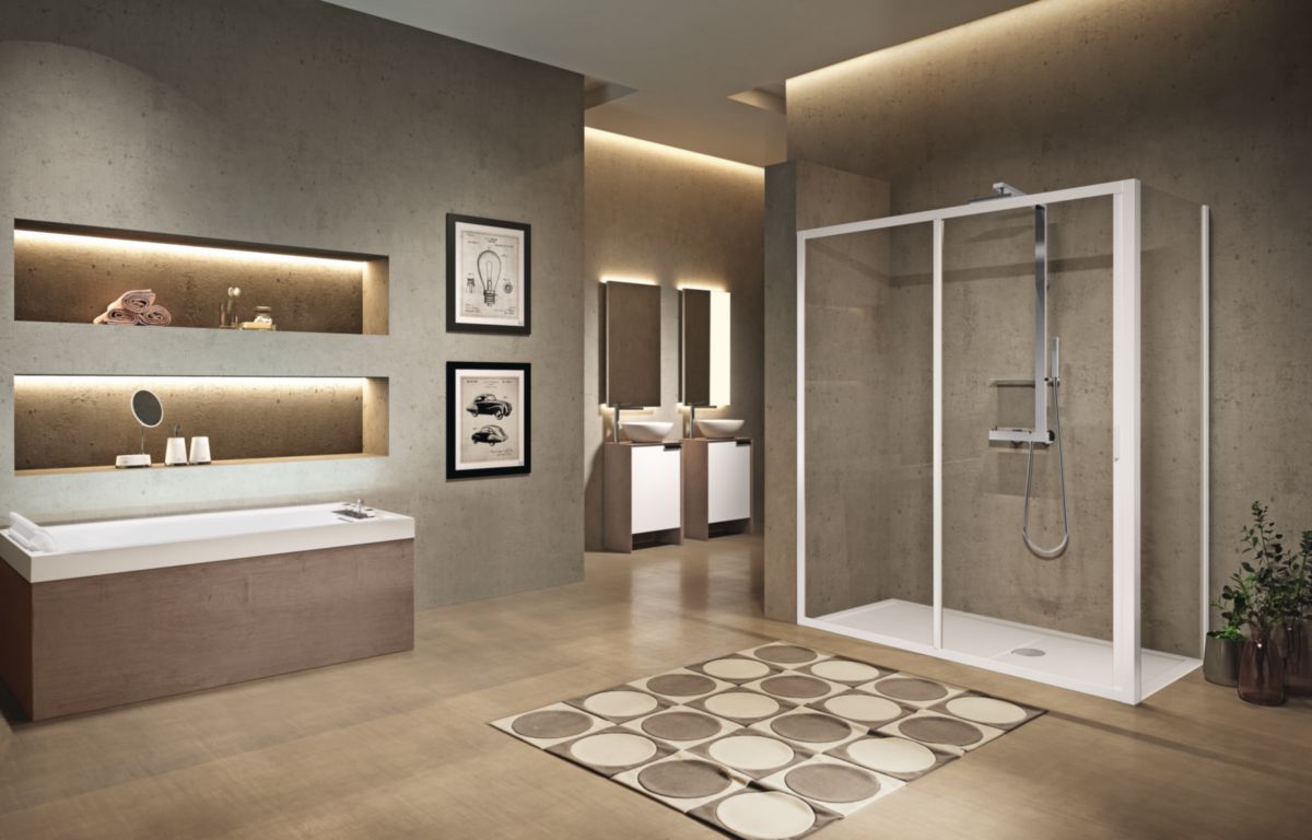 NOVELLINI - Paroi de douche Lunes 2.0 2P 126 extensible 126 - 132 cm sérigraphié silver Réf ...