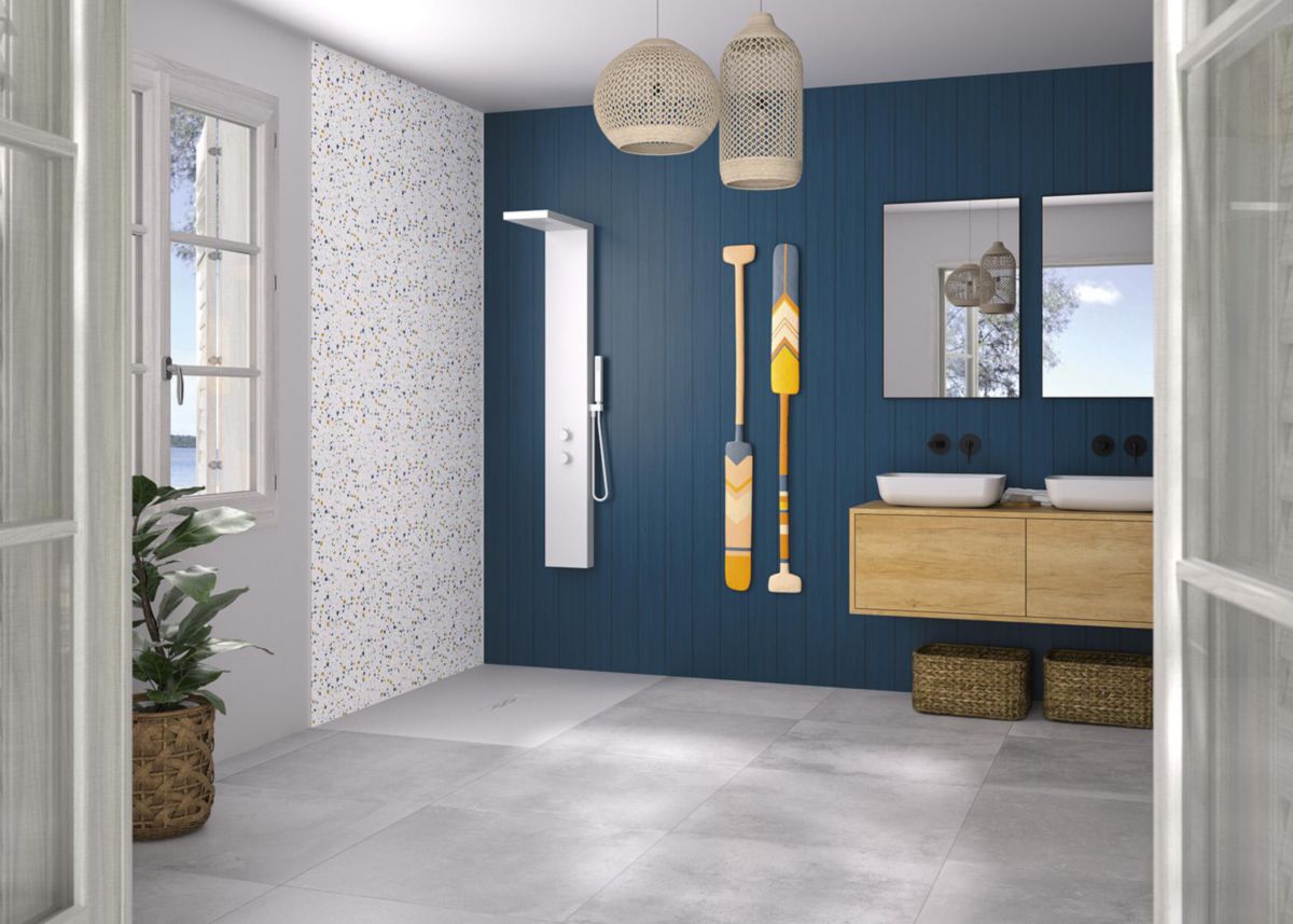 KINEDO DOUCHE - Panneau mural Kinewall Design 3 mm 125X202 terrazzo ...